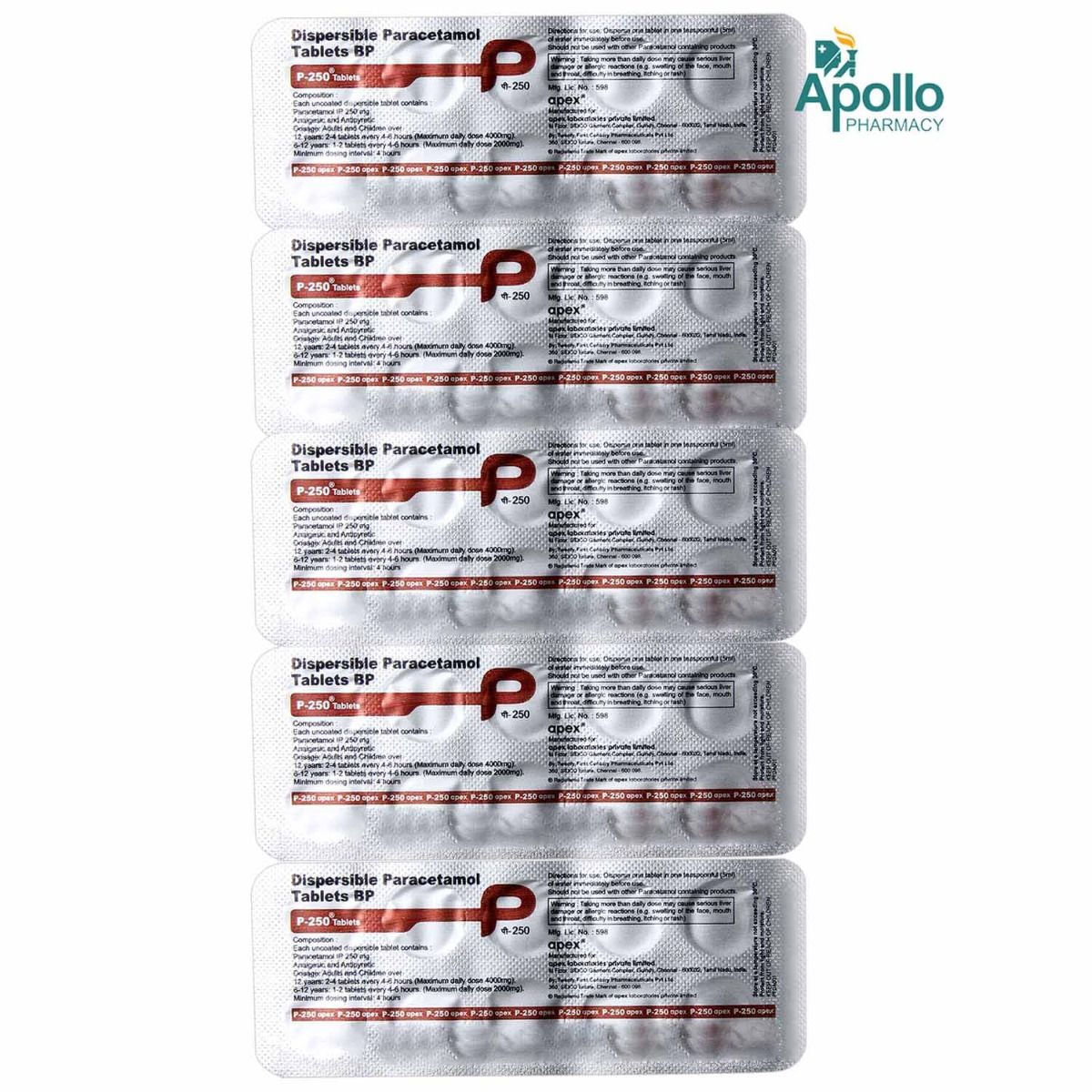 P 250 mg Tablet | Uses, Side Effects, Price | Apollo Pharmacy