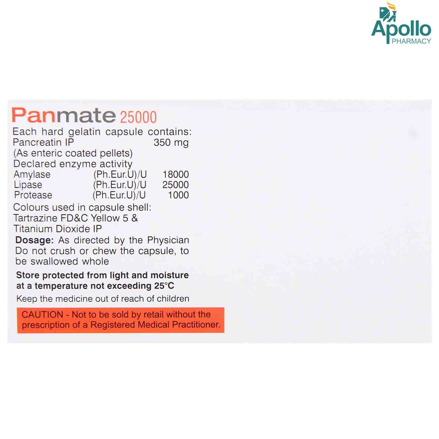 Panmate 25000 Capsule 10's Price, Uses, Side Effects, Composition ...
