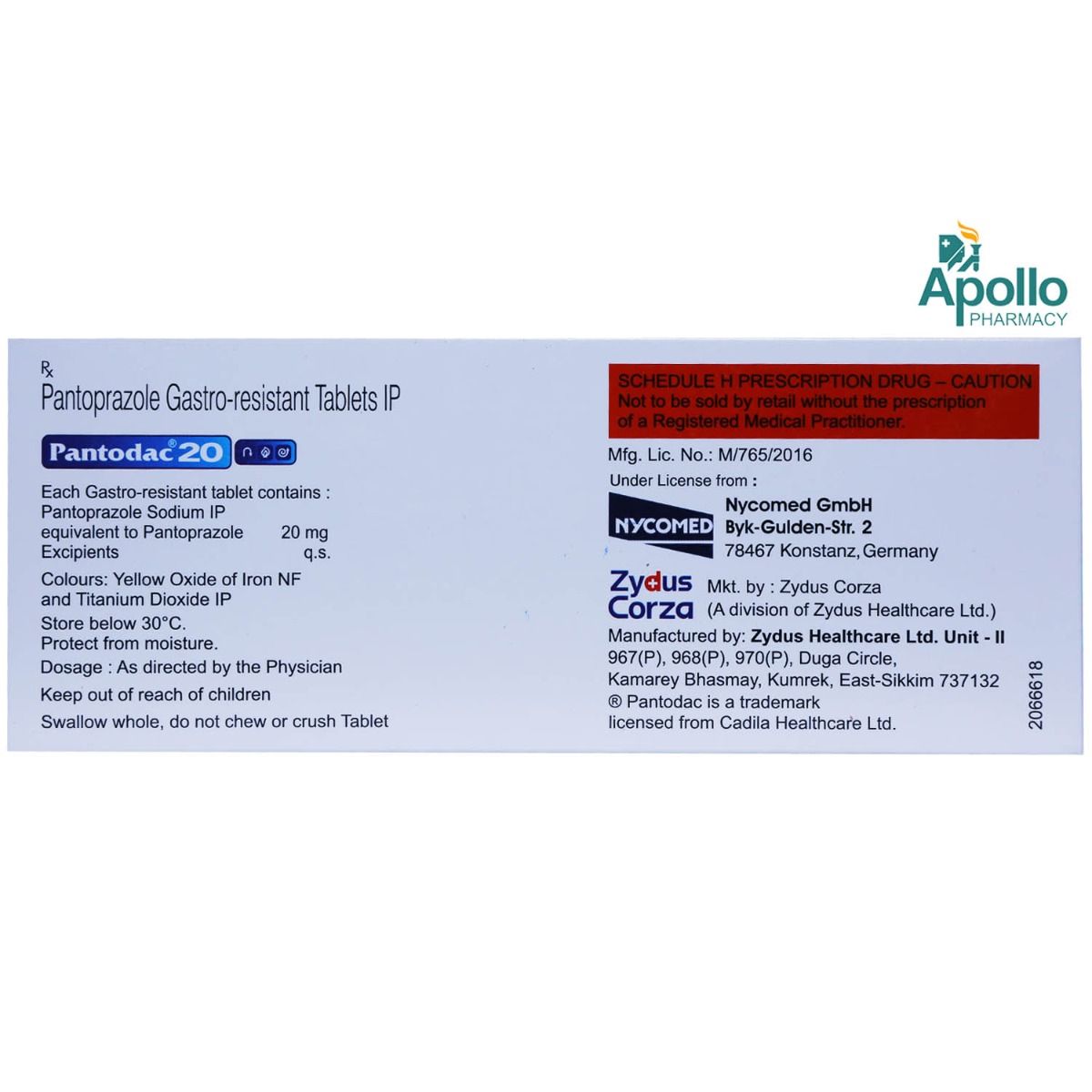 Pantodac 20 Tablet 15's Price, Uses, Side Effects, Composition - Apollo ...