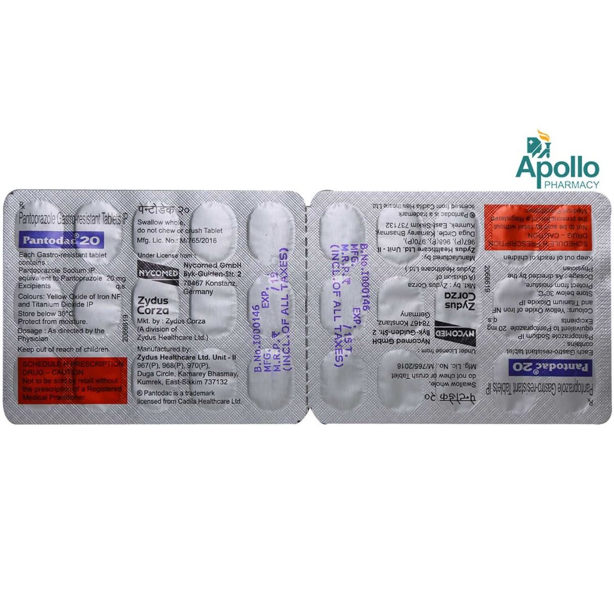 Pantodac 20 Tablet 15's Price, Uses, Side Effects, Composition - Apollo ...