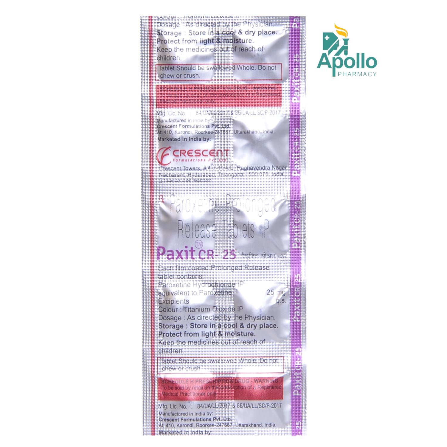 PAXIT CR 25MG TABLET 10'S Price, Uses, Side Effects, Composition ...