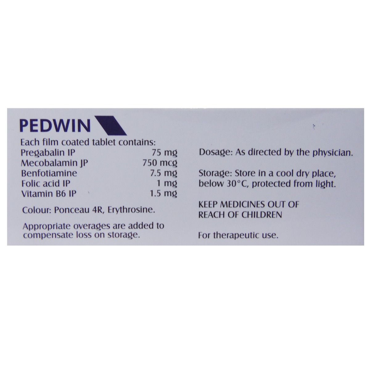 Pedwin Tablet 10's Price, Uses, Side Effects, Composition - Apollo Pharmacy