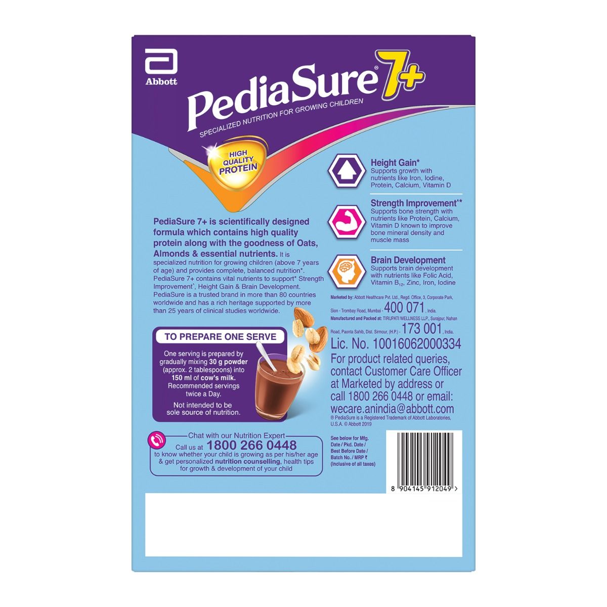 Pediasure 7+ Chocolate Flavour Specialized Nutrition Drink Powder for ...