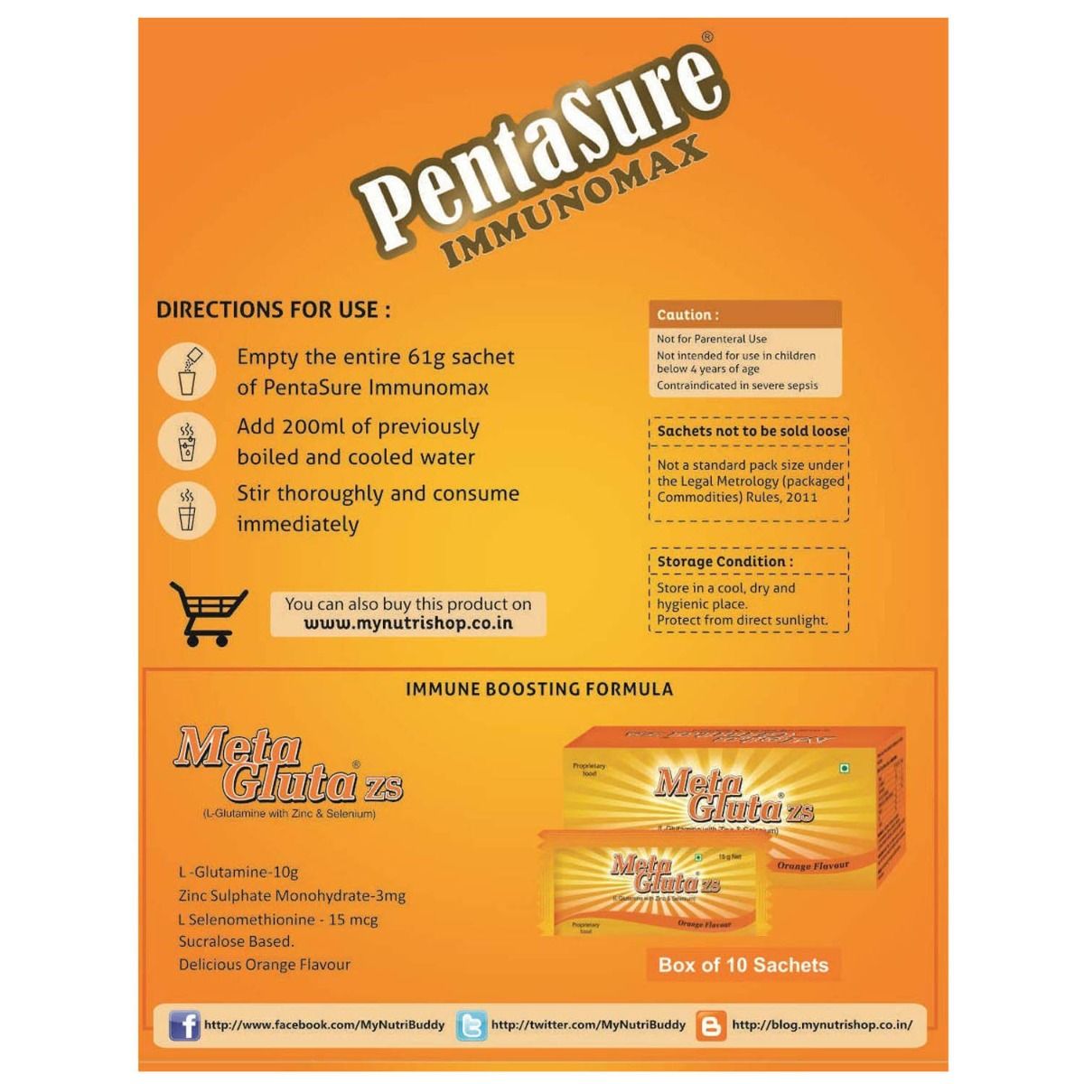 Pentasure Immuno Max Creamy Vanilla Flavour Sachets, 244 gm (4 Sachets ...