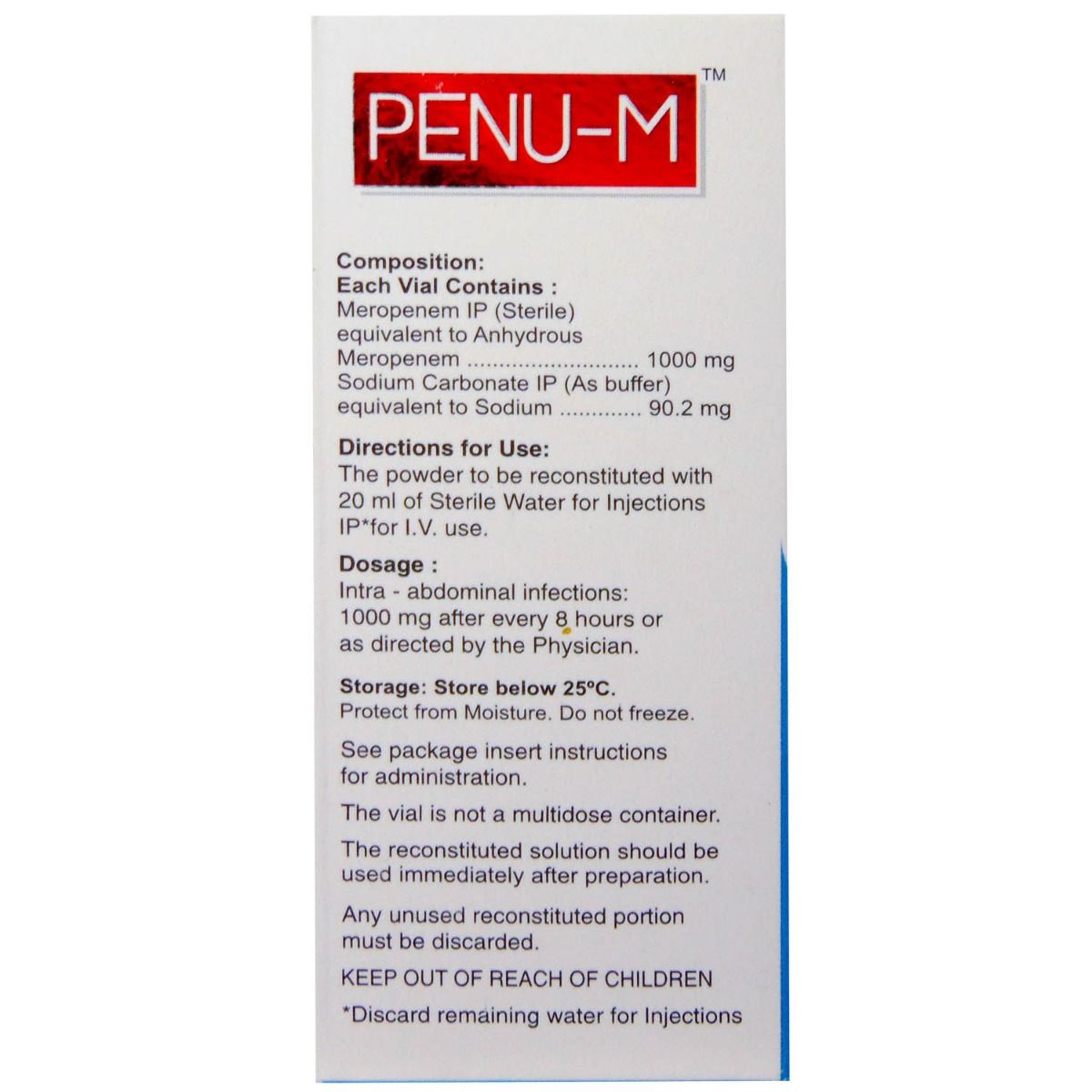 Penu M 1Gm Inj Price, Uses, Side Effects, Composition - Apollo Pharmacy