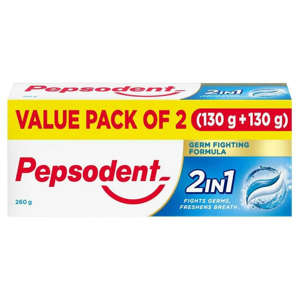 Buy Pepsodent 2 in 1 Germ Fighting Formula Toothpaste, 2x130 gm | 19 ...