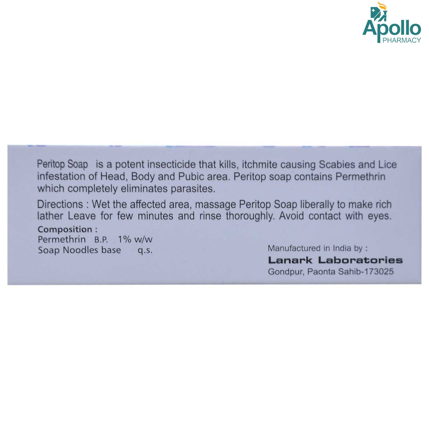 Peritop Soap, 75 gm Price, Uses, Side Effects, Composition - Apollo ...