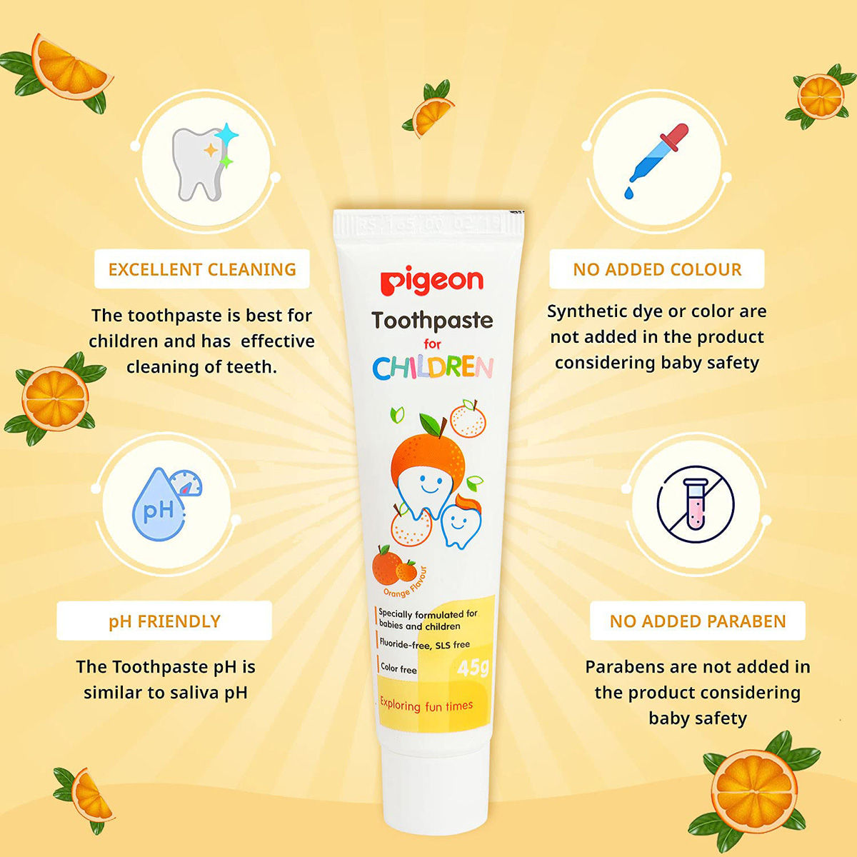 Pigeon Orange Flavour Toothpaste for Children, 45 gm Price, Uses, Side ...
