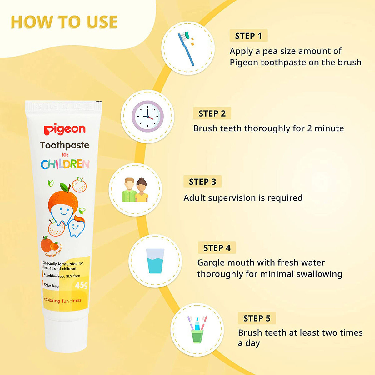 Pigeon Orange Flavour Toothpaste for Children, 45 gm Price, Uses, Side ...