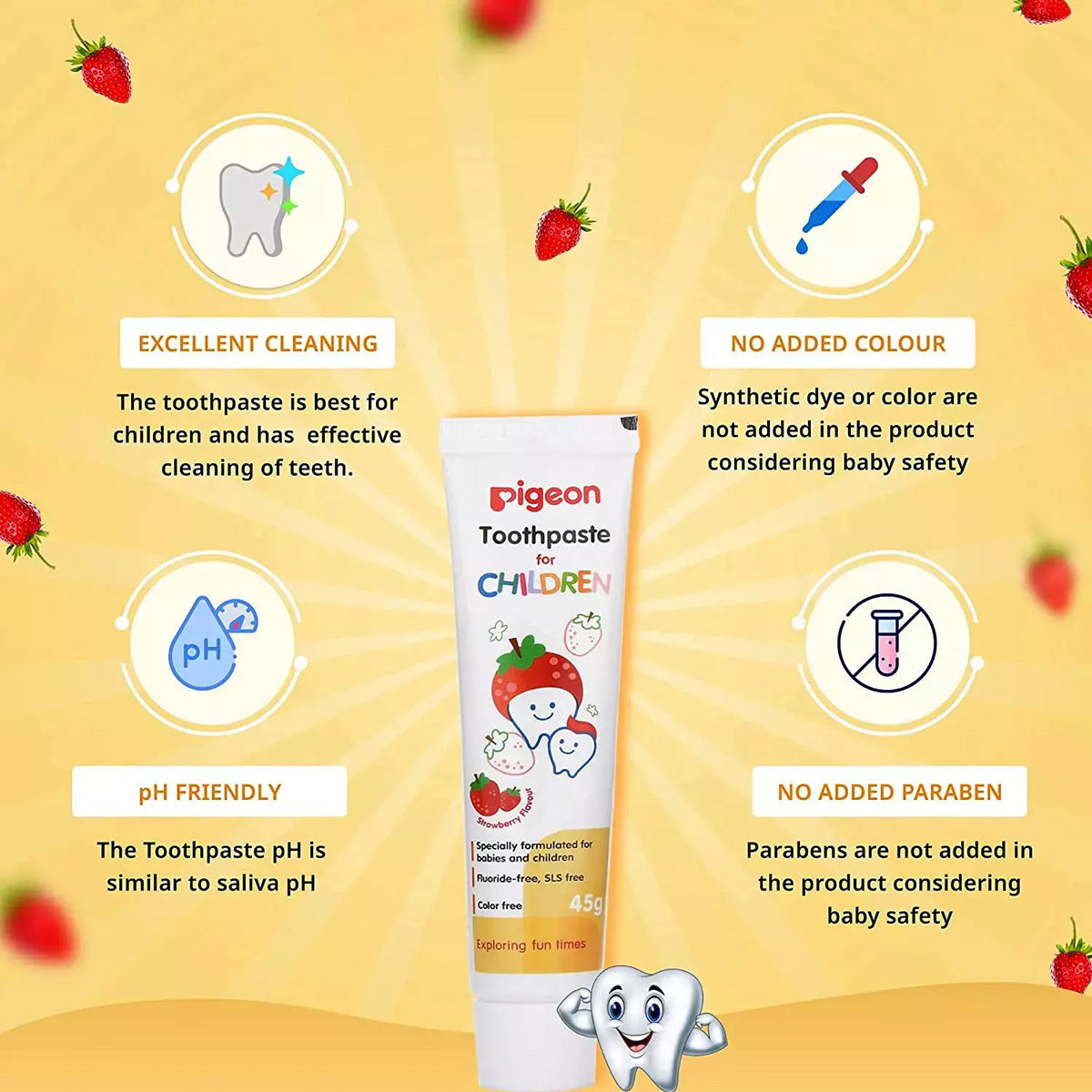 Pigeon Strawberry Flavour Toothpaste for Children, 45 gm Price, Uses ...
