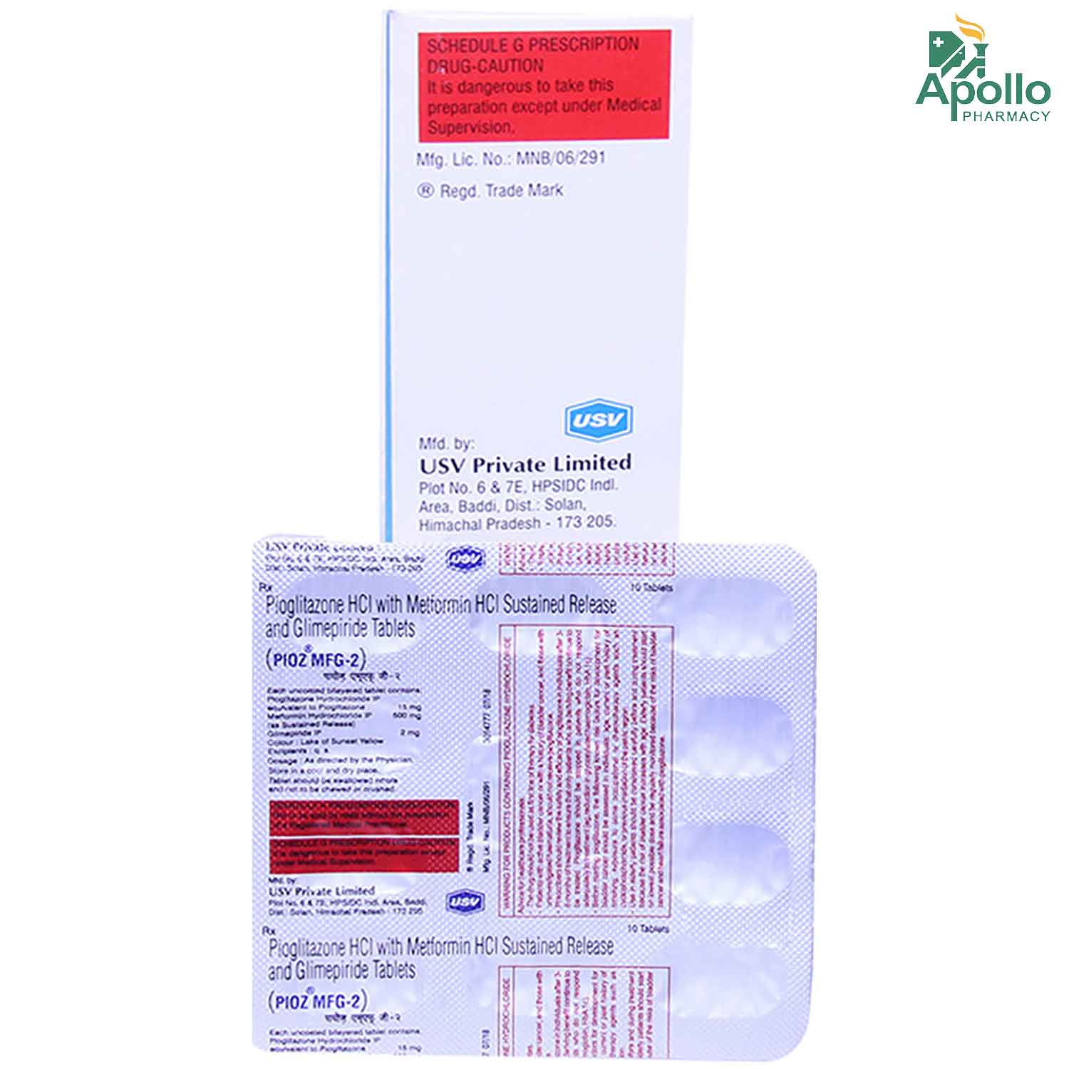 Pioz MF G 2 Tablet 10's Price, Uses, Side Effects, Composition - Apollo ...