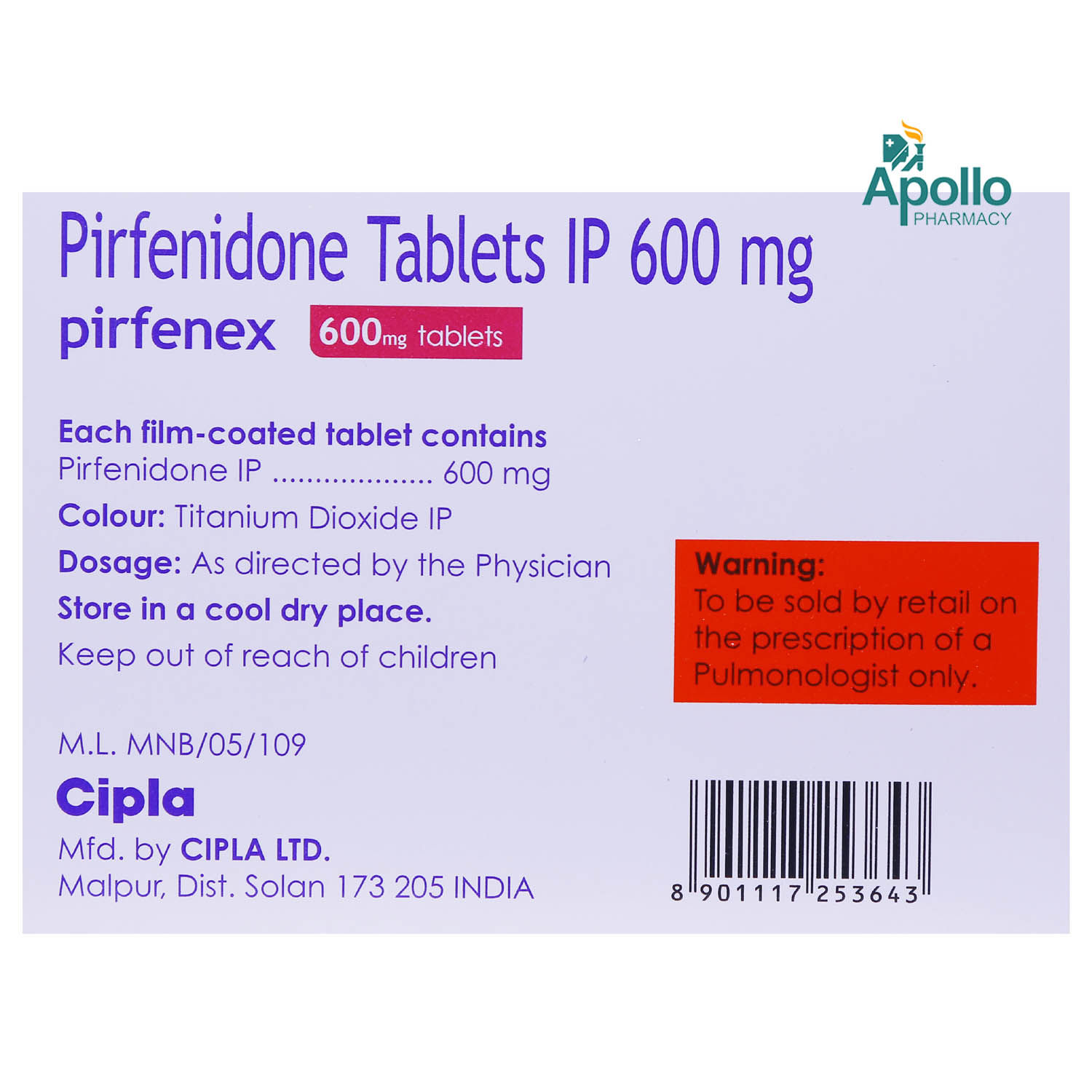 Pirfenex 600 mg Tablet 15's Price, Uses, Side Effects, Composition ...