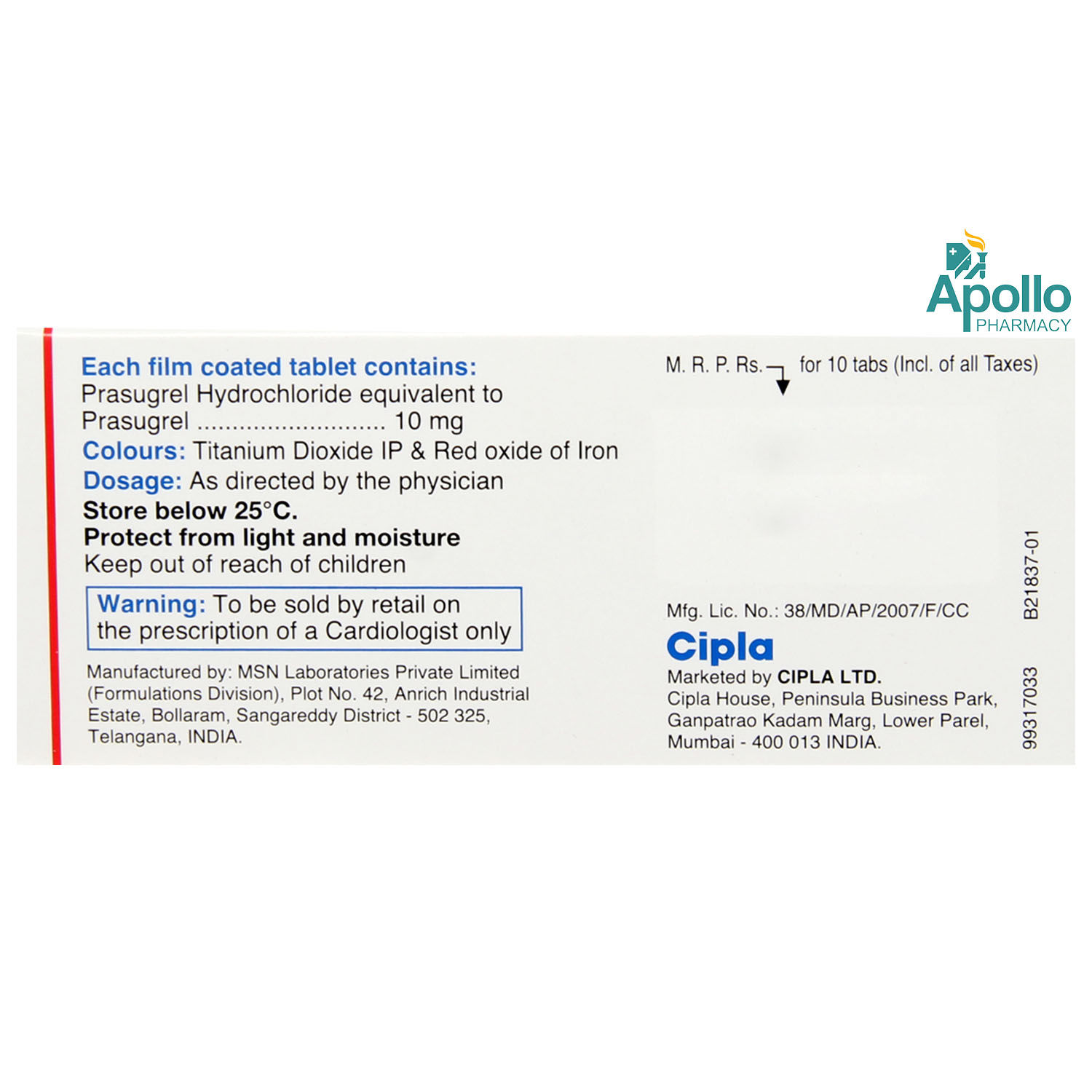 PRASUVAS 10MG TABLET Price, Uses, Side Effects, Composition - Apollo ...