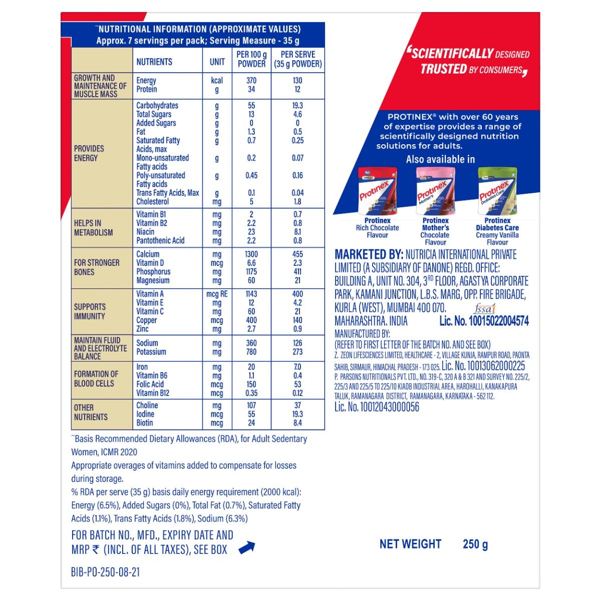 Protinex Creamy Vanilla Flavour Nutritional Drink Powder, 250 gm Price ...