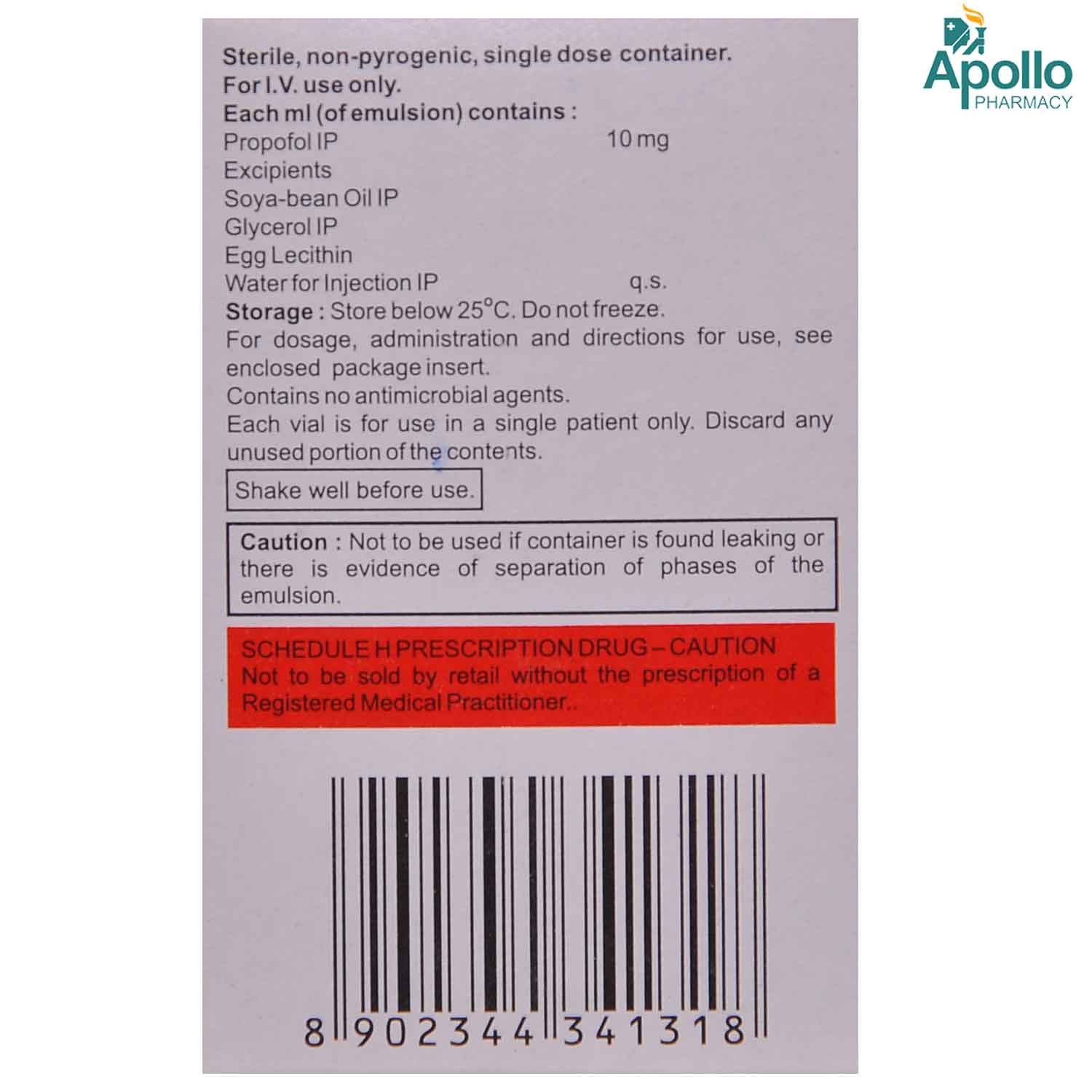 Profol Injection 1% - 50ml Price, Uses, Side Effects, Composition ...