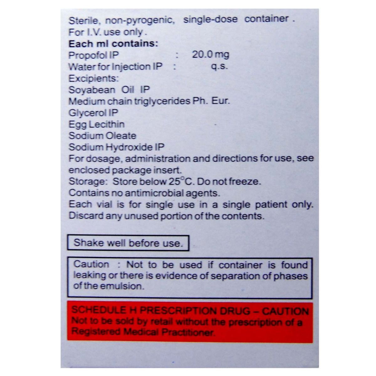 Profol Spiva 2% 50ml Injection Price, Uses, Side Effects, Composition ...