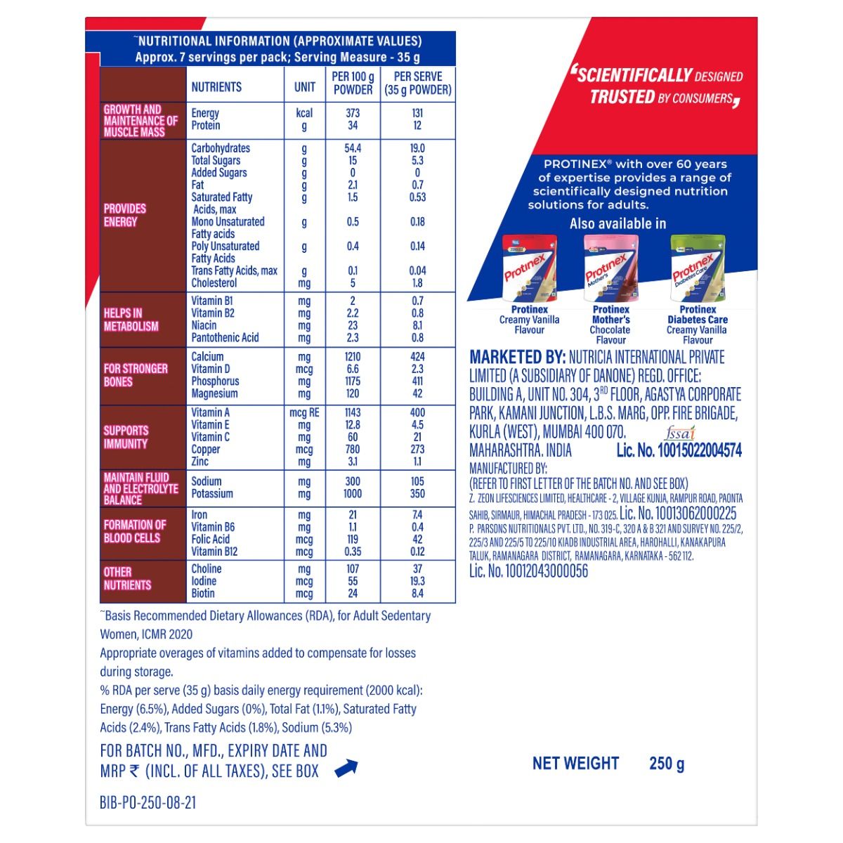 Protinex Rich Chocolate Flavour Nutritional Drink Powder, 250 gm Price ...