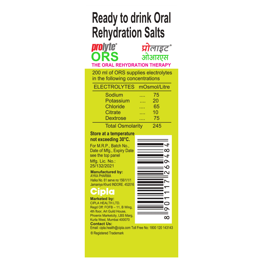 Prolyte ORS Nimbu Pani Flavour Energy Drink, 200 ml Price, Uses, Side ...