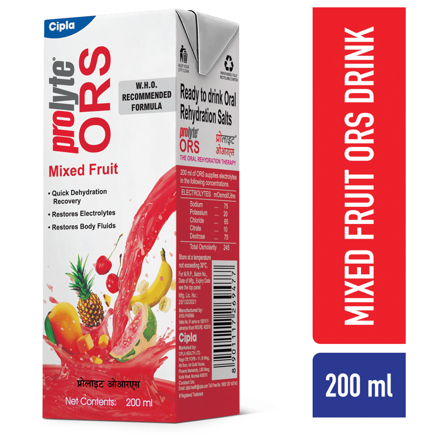 Buy Prolyte ORS Mixed Fruit Flavour Energy Drink, 200 ml | 19 Minutes ...