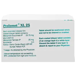 Prolomet XL 25 Tablet | Uses, Side Effects, Price | Apollo Pharmacy