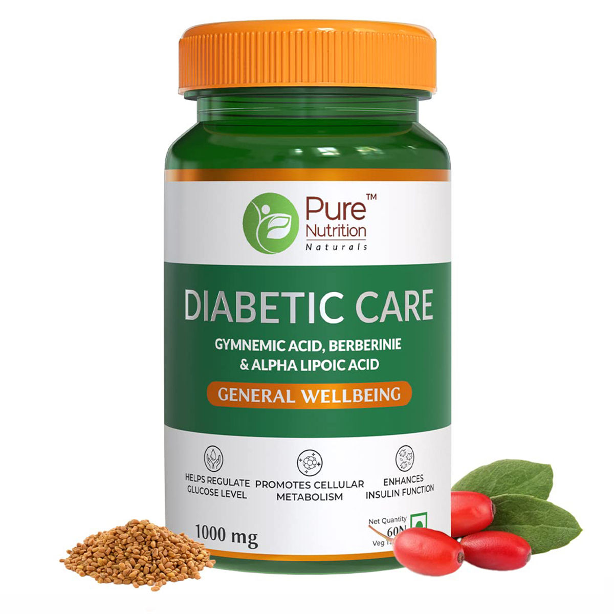 PURE NUTRITION DIABETIC CARE 1000MG VEG TAB 60'S Price, Uses, Side ...