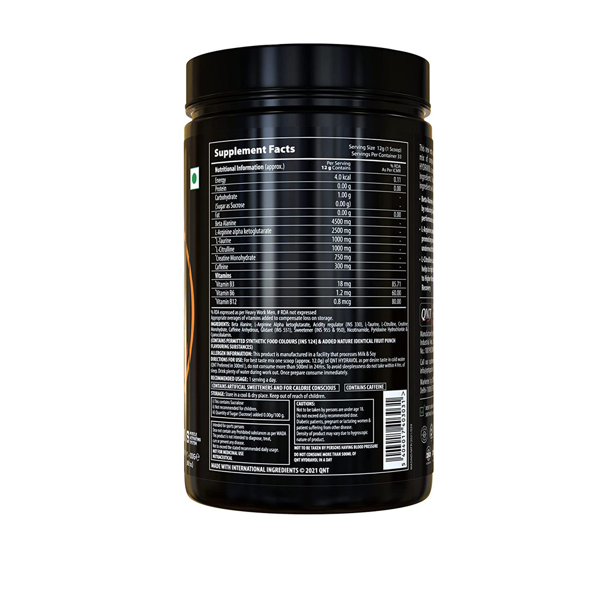 QNT Hydra Vol Pre-Workout Fruit Punch Flavour Powder, 400 gm Price ...