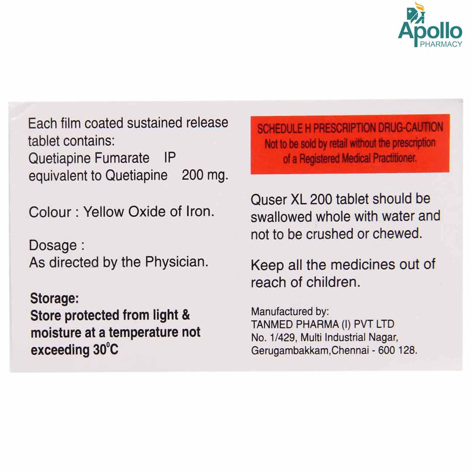 QUSER XL 200MG TABLET Price, Uses, Side Effects, Composition - Apollo ...