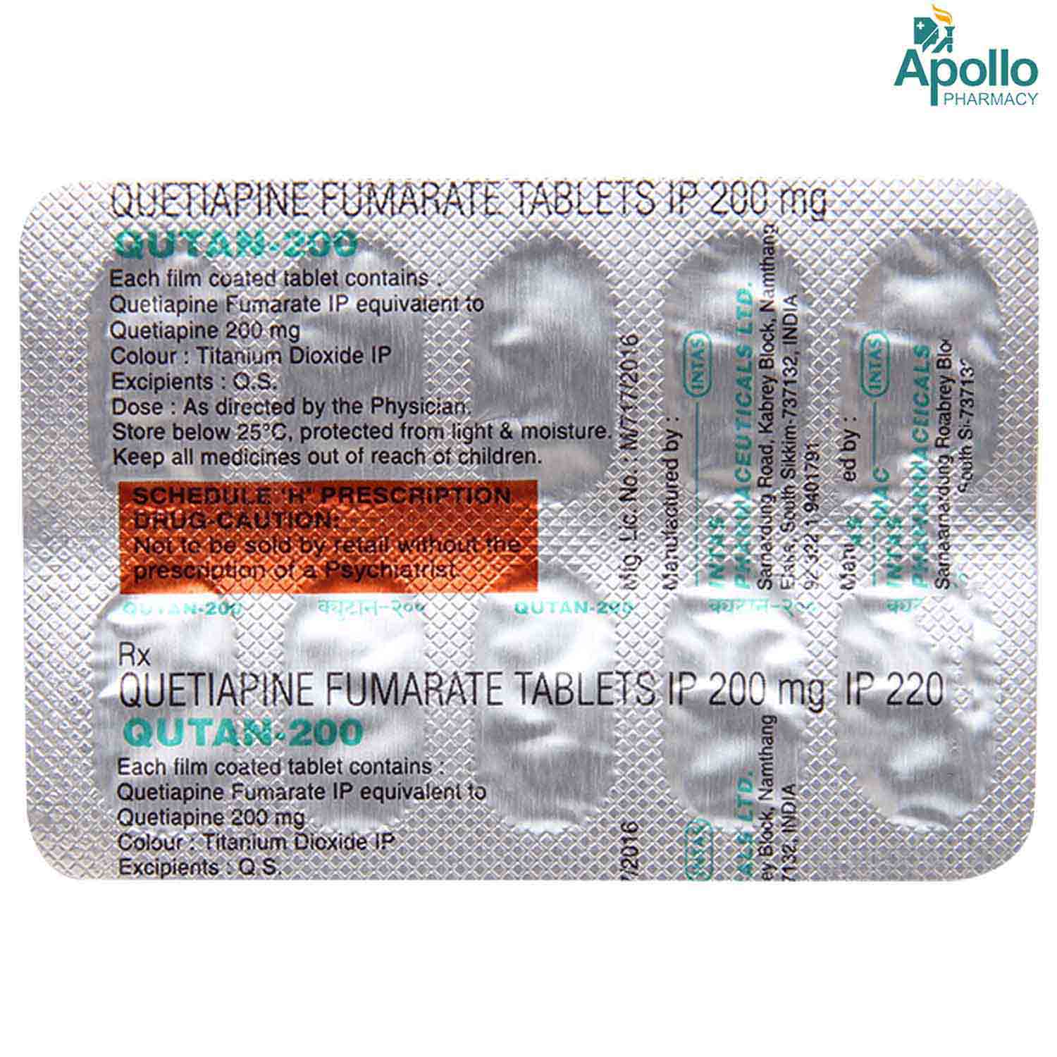 Qutan 200 Tablet 10's Price, Uses, Side Effects, Composition - Apollo ...