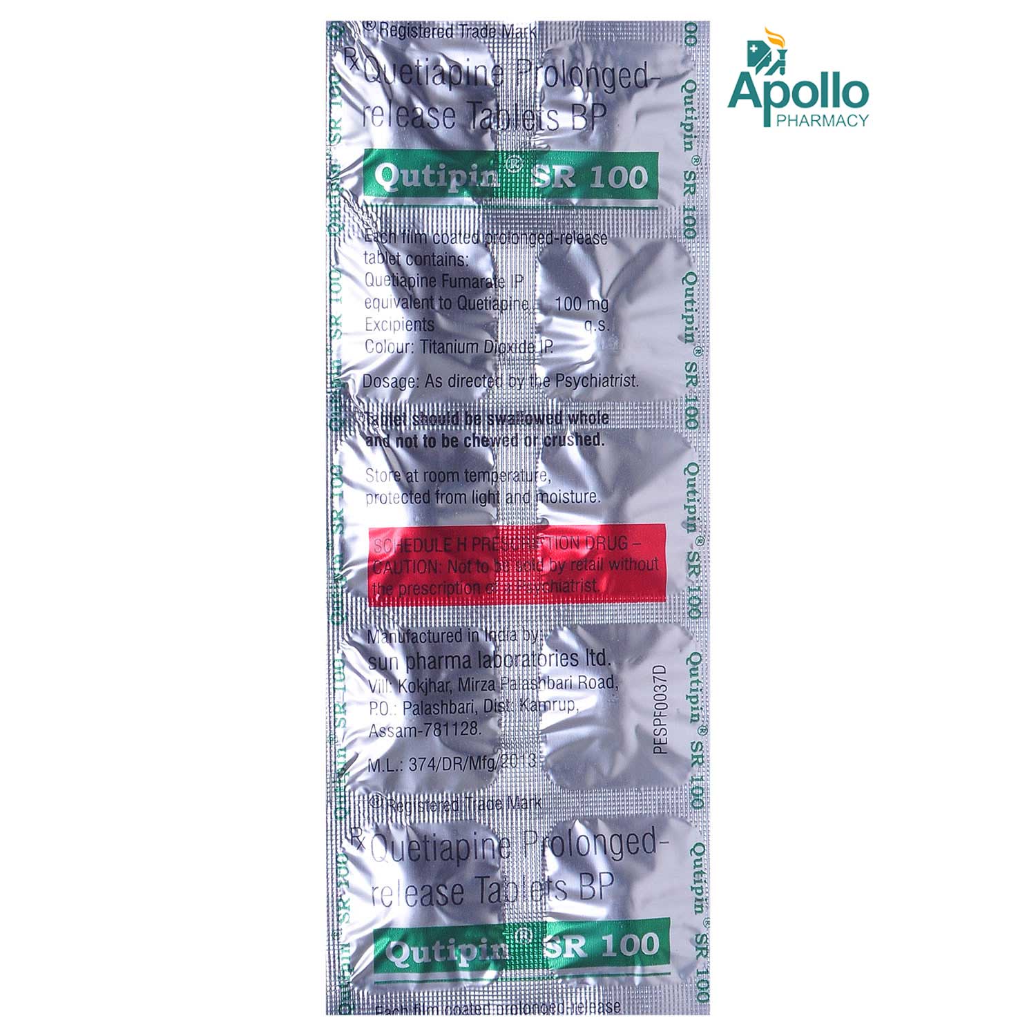 Qutipin SR 100 Tablet 10's Price, Uses, Side Effects, Composition ...