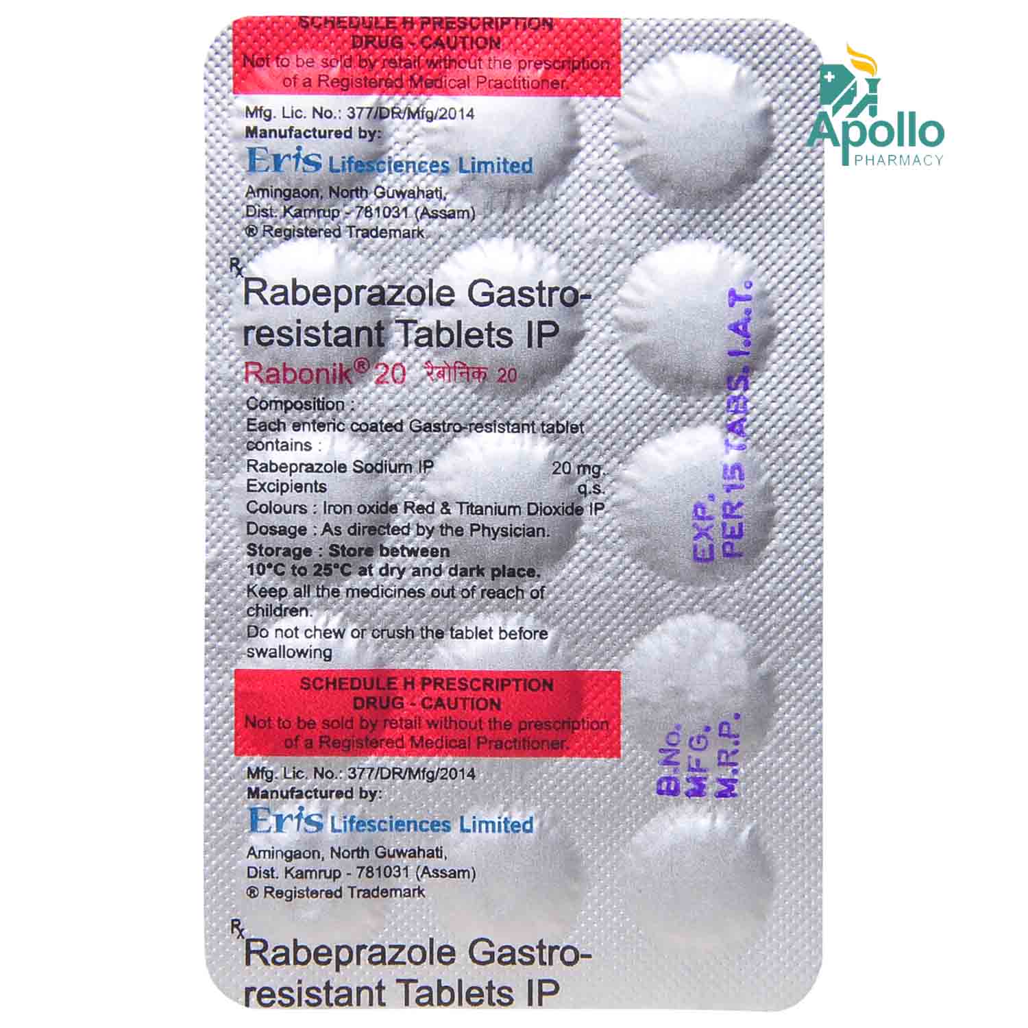 Rabonik 20 Tablet 15's Price, Uses, Side Effects, Composition - Apollo ...