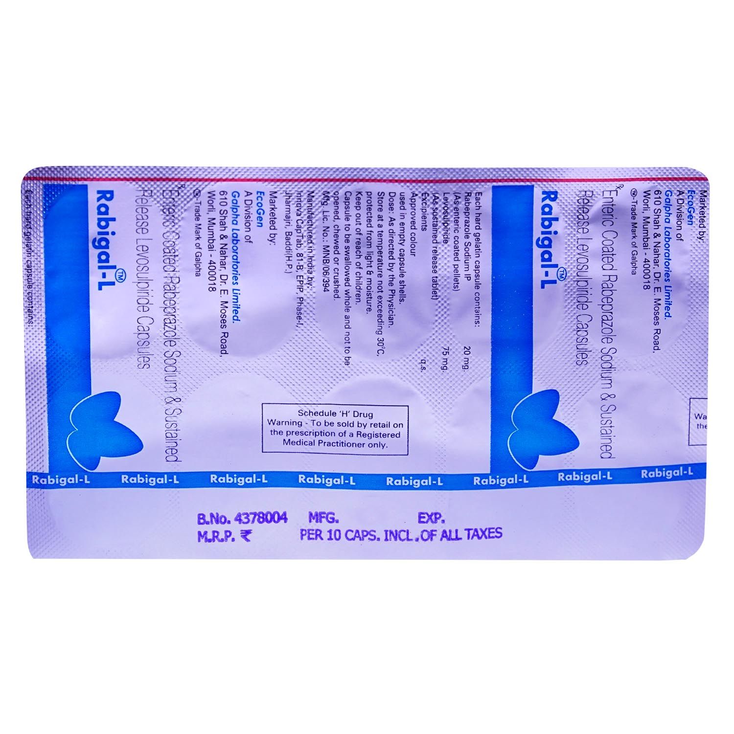 Rabigal L Capsule 10's Price, Uses, Side Effects, Composition - Apollo ...