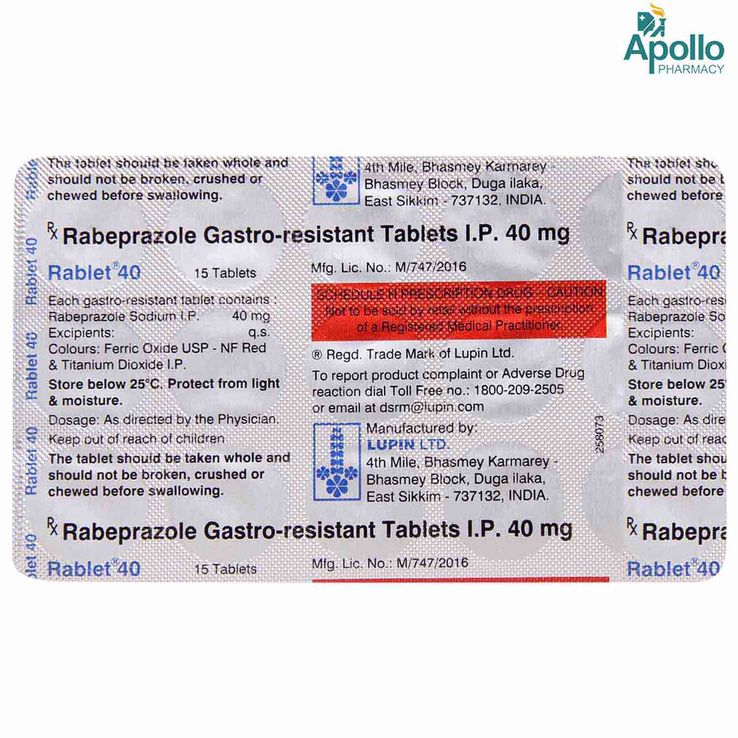 Rablet 40 Tablet 15's Price, Uses, Side Effects, Composition - Apollo ...