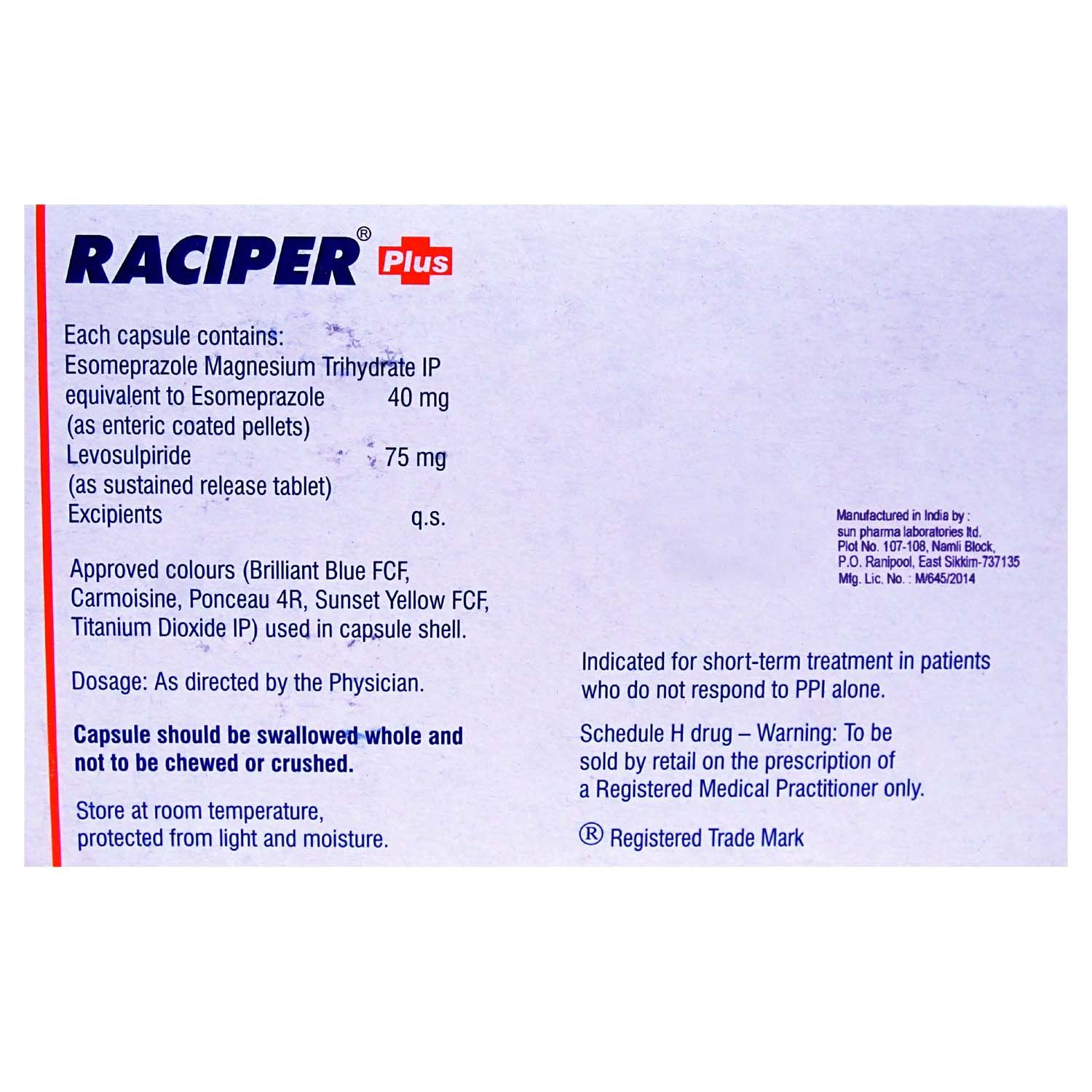 Raciper Plus Capsule | Uses, Side Effects, Price | Apollo Pharmacy