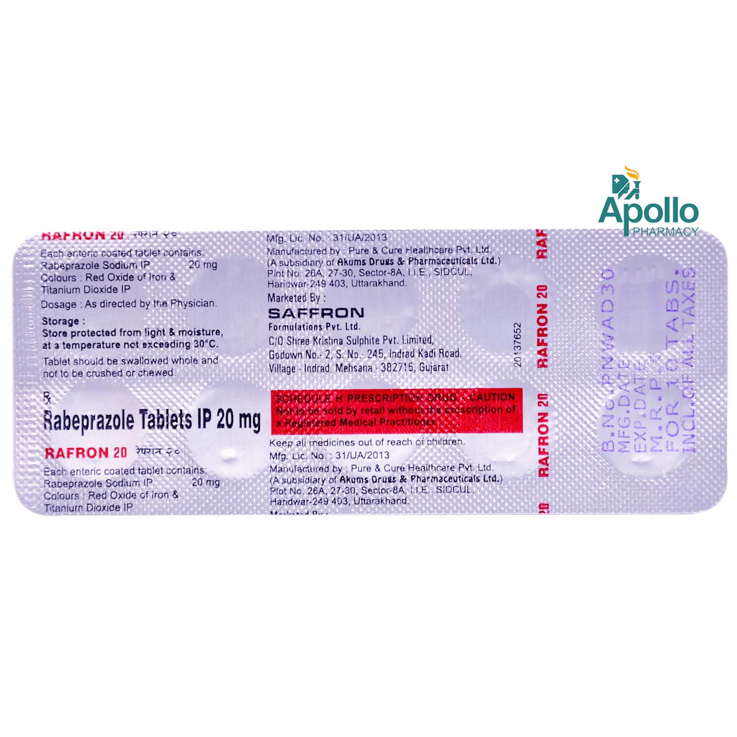 Rafron 20 Tablet 10's Price, Uses, Side Effects, Composition - Apollo ...
