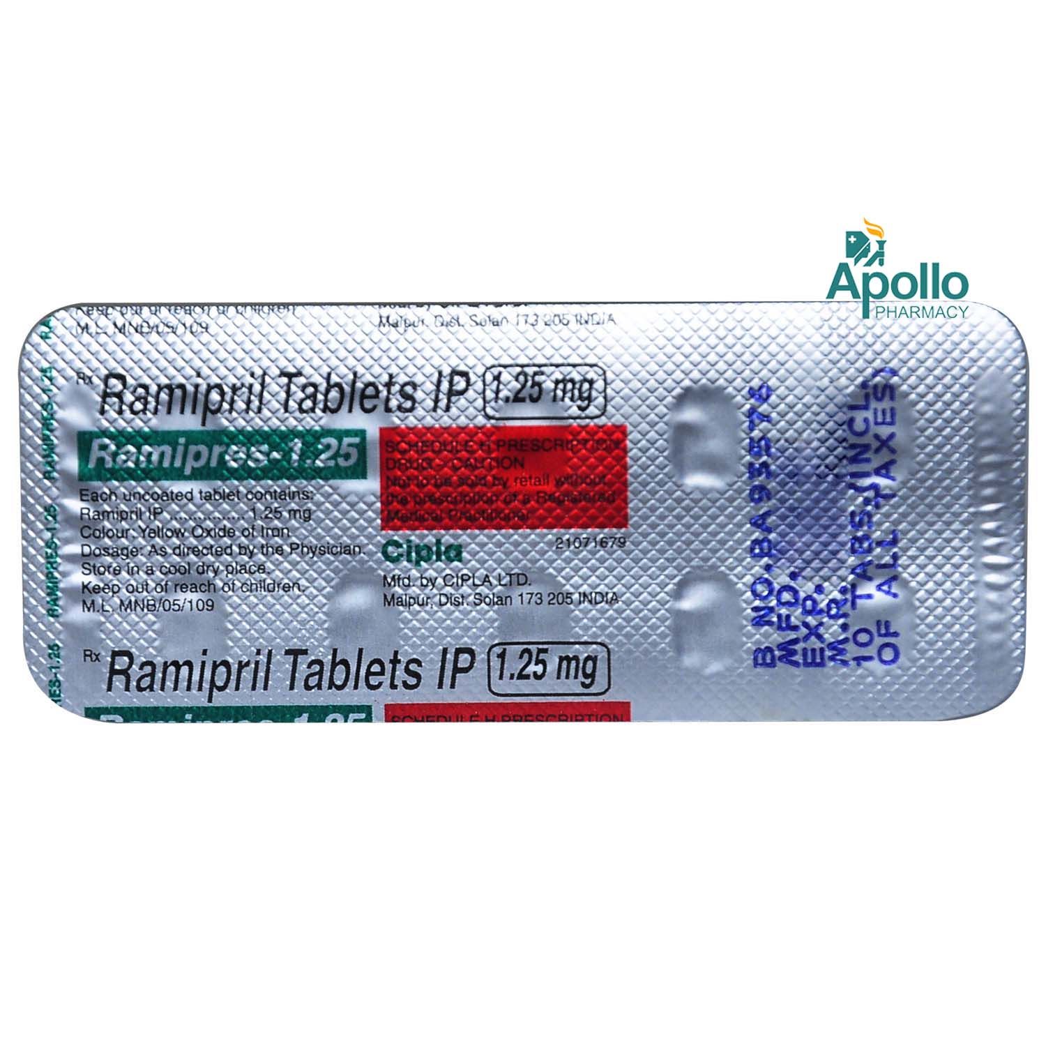 Ramipres-1.25 Tablet 10's Price, Uses, Side Effects, Composition ...