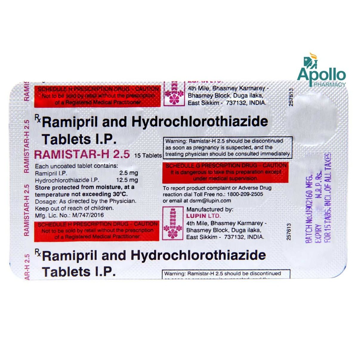 Ramistar-H 2.5 Tablet 15's Price, Uses, Side Effects, Composition ...