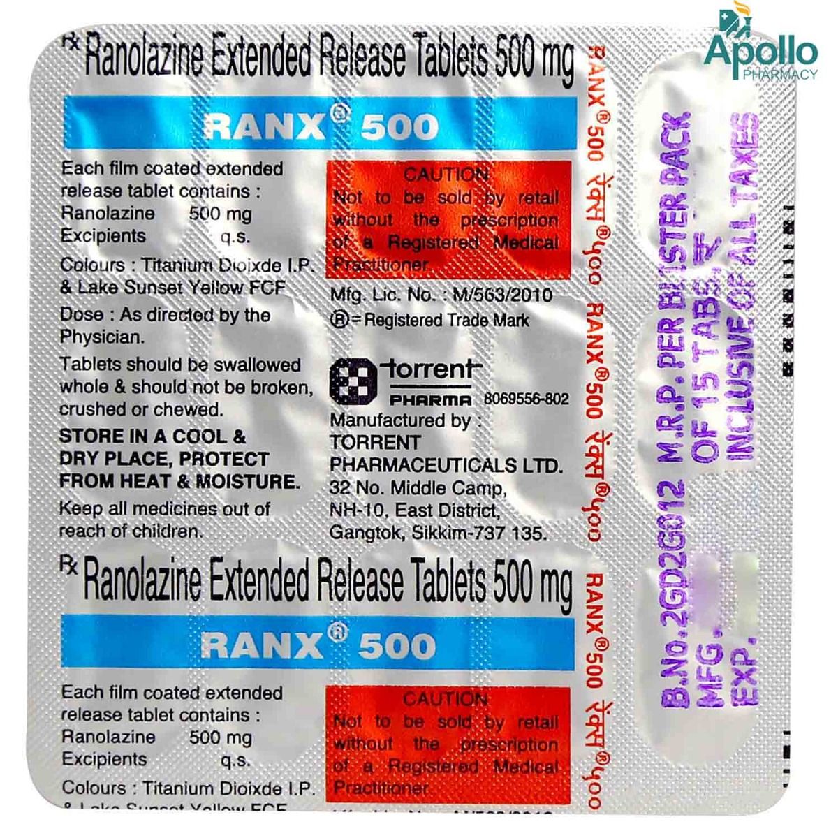 Ranx 500 Tablet 15's Price, Uses, Side Effects, Composition - Apollo ...
