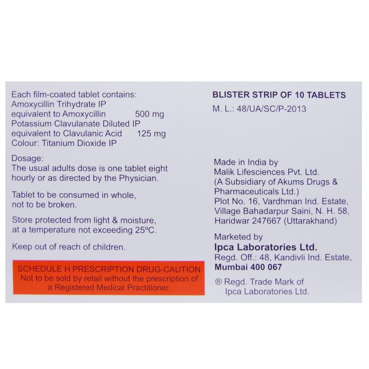 Rapiclav 625 Tablet 10's Price, Uses, Side Effects, Composition ...