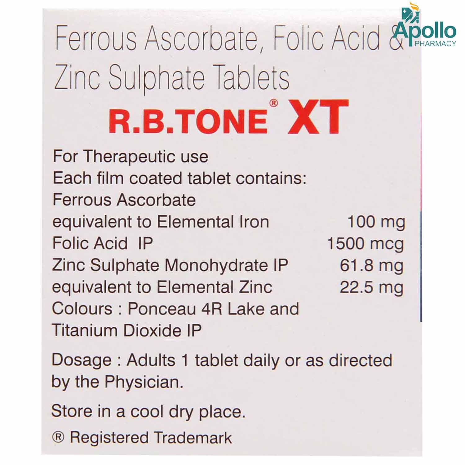 R B Tone XT Tablet 10's Price, Uses, Side Effects, Composition - Apollo ...