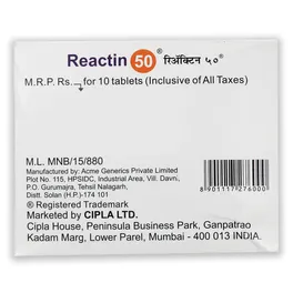 Reactin 50 Tablet | Uses, Side Effects, Price | Apollo Pharmacy