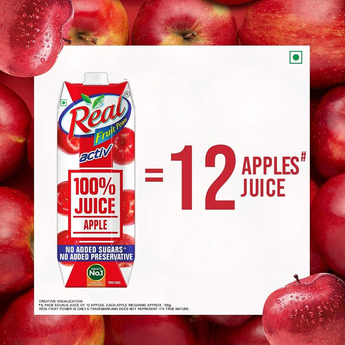 Real Fruit Power Activ 100% Apple Fruit Juice, 1 Litre Price, Uses ...