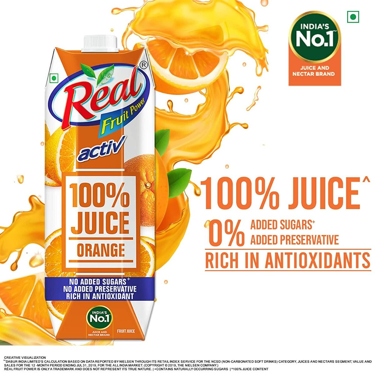 Real Fruit Power Activ 100% Orange Fruit Juice, 1 Litre Price, Uses ...