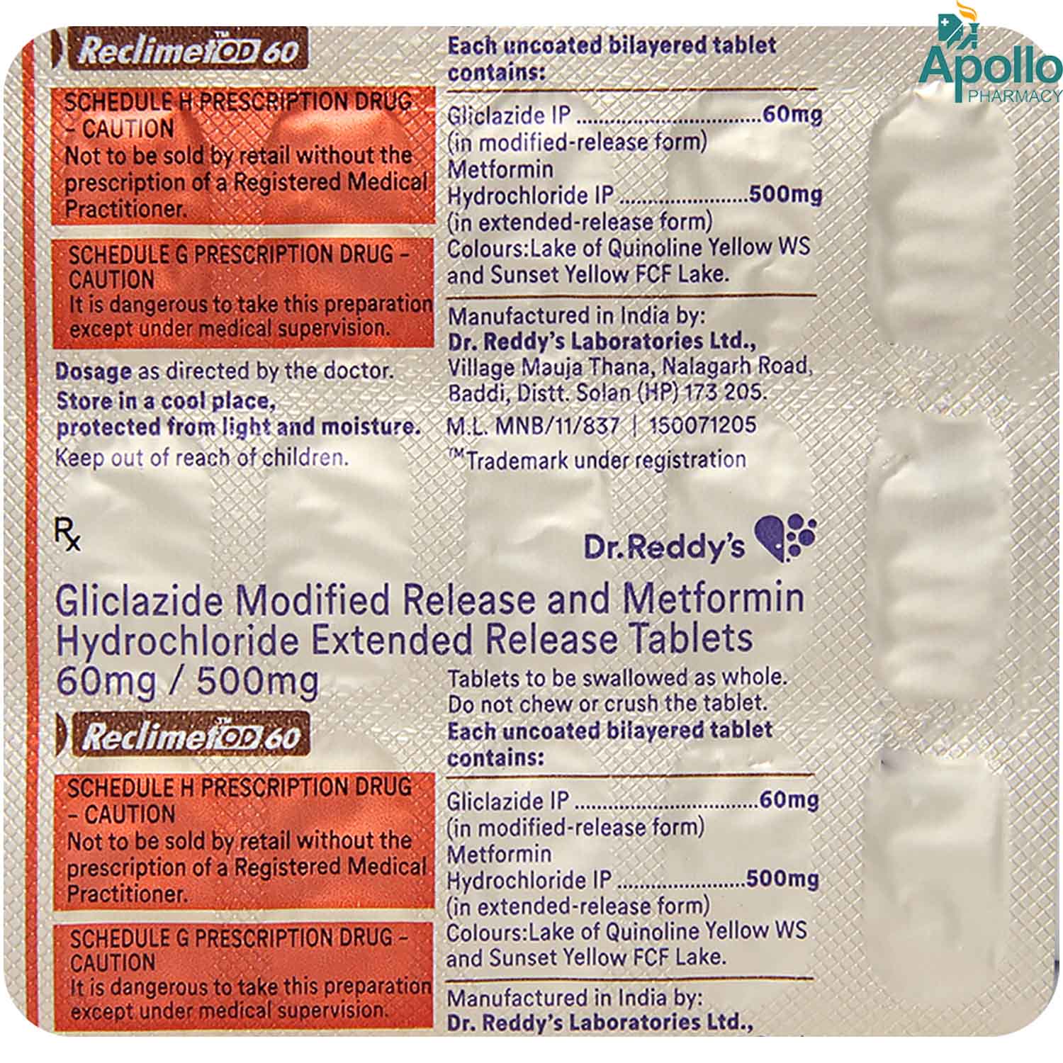 Reclimet OD 60 Tablet 15's Price, Uses, Side Effects, Composition ...
