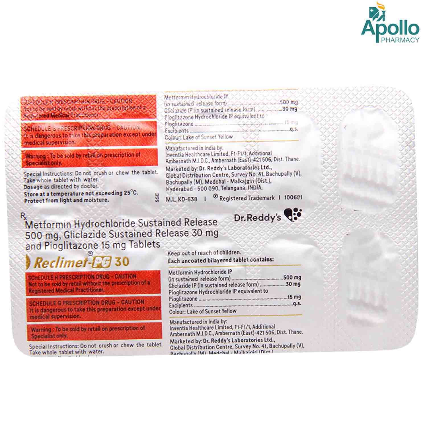 Reclimet PG 30 Tablet | Uses, Side Effects, Price | Apollo Pharmacy