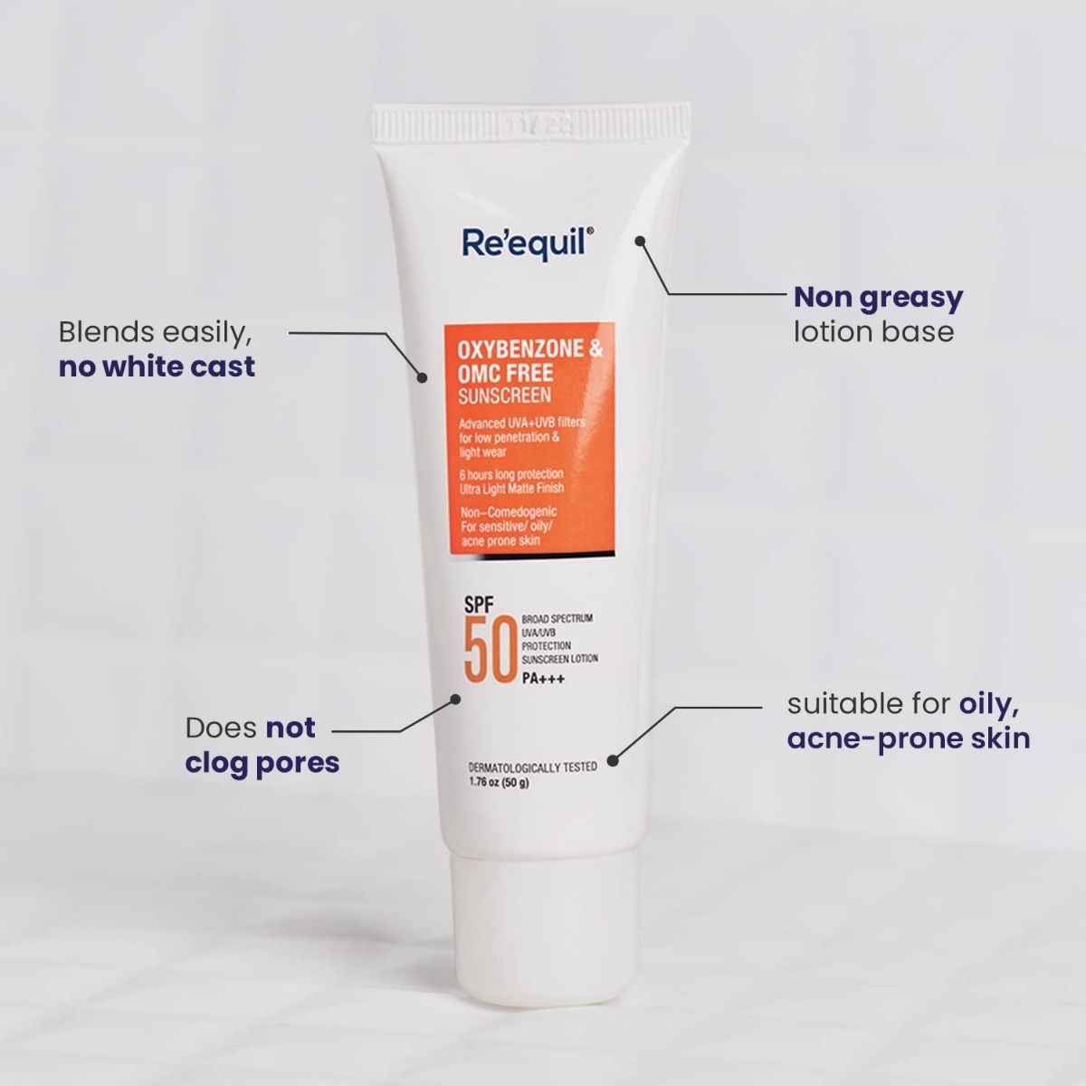 Buy Re'equil Oxybenzone & OMC Free SPF 50 Pa++++ Sunscreen, 50 gm | 19 ...