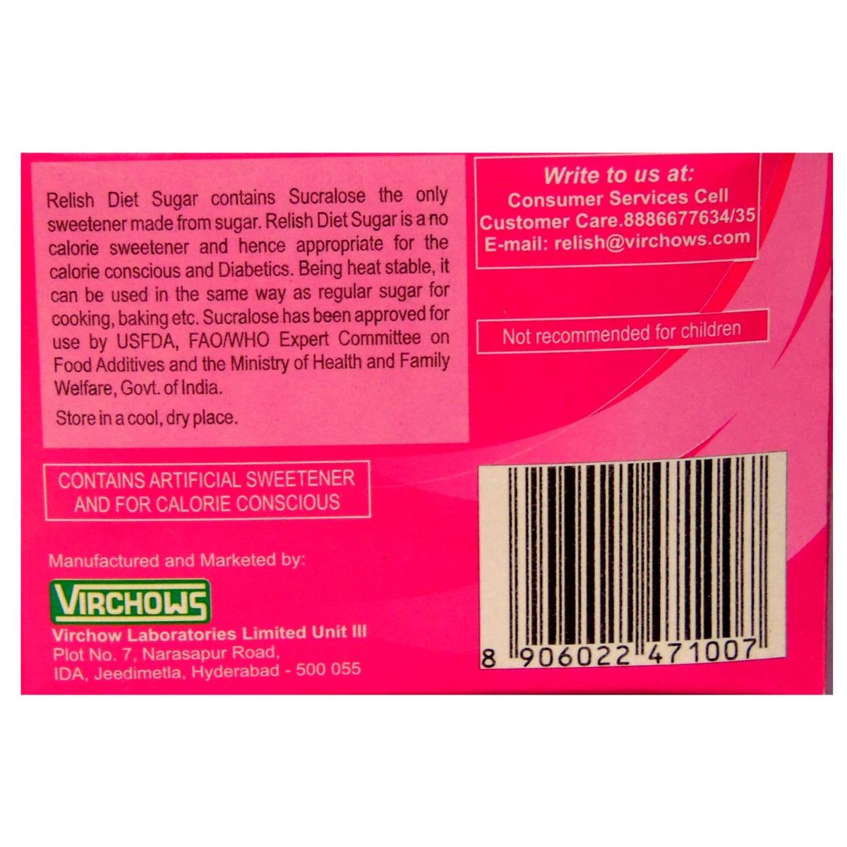 Relish Diet Sugar 100 gm (100 Sachets x 1 gm) Price, Uses, Side Effects ...