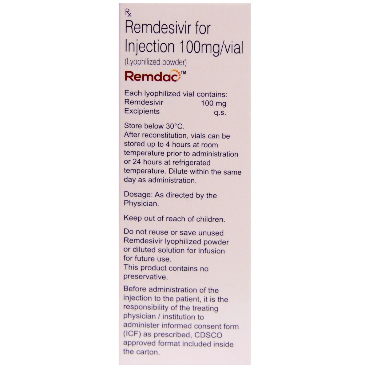 Remdac 100 mg Injection Price, Uses, Side Effects, Composition - Apollo ...