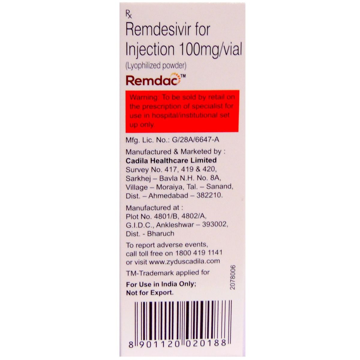 Remdac 100 mg Injection Price, Uses, Side Effects, Composition - Apollo ...