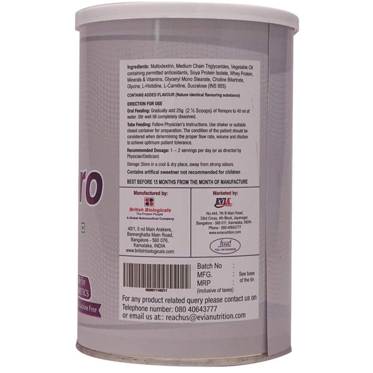 Reno-Pro Vanilla Flavour Powder, 200 gm Tin Price, Uses, Side Effects ...