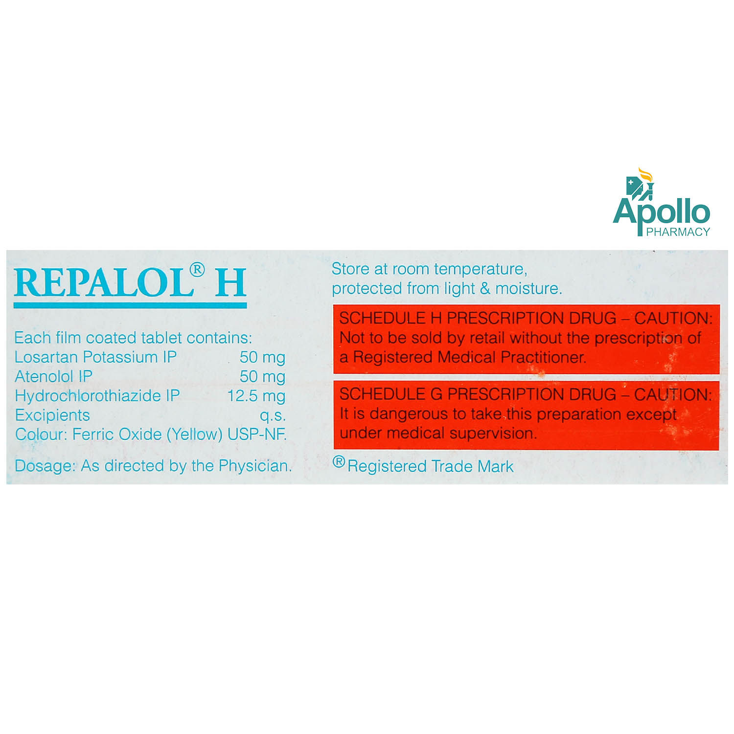 Repalol H Tablet 10's Price, Uses, Side Effects, Composition - Apollo ...